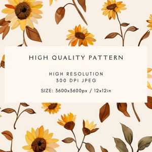 Seamless Files Sunflowers | Repeat Pattern | Boho Sunflower Pattern ...