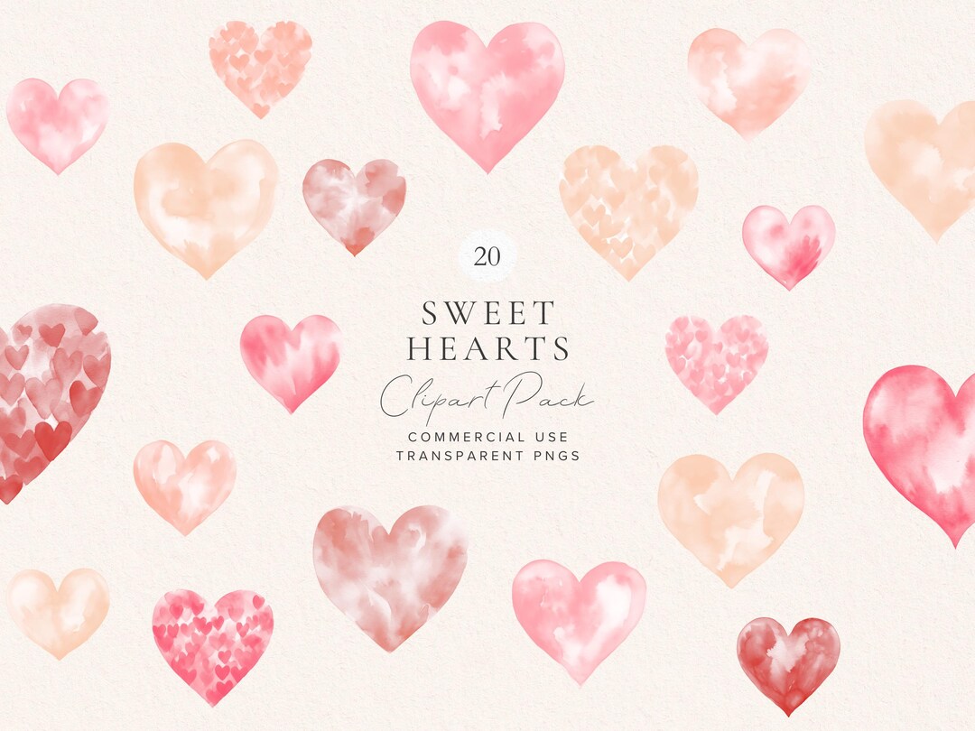 Watercolor Boho Heart Clipart | Valentines Clip Art | Valentine Love ...