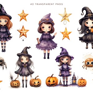 Cute Halloween Clipart Set | Ghosts Spiders Witch Bats | Instant ...