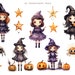 Cute Halloween Clipart Set Ghosts Spiders Witch Bats Instant Download ...