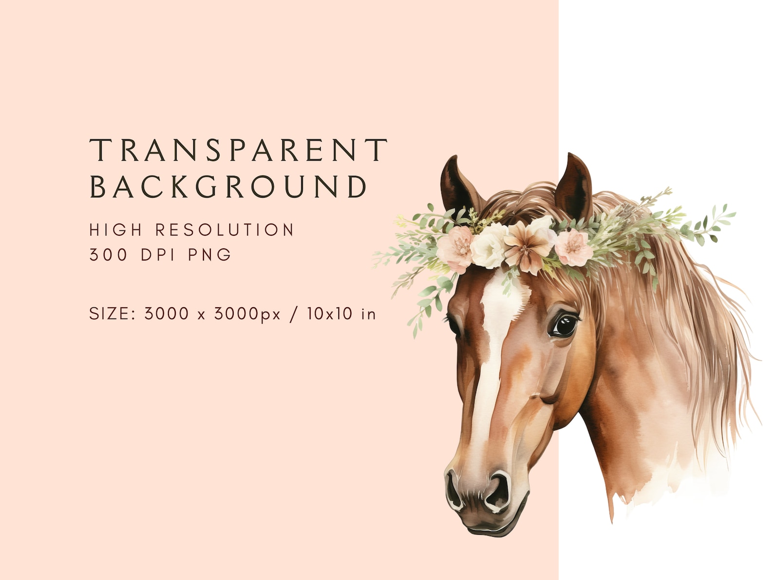 Watercolor Boho Horses Clipart Floral Horse Horse With Flowers Png ...