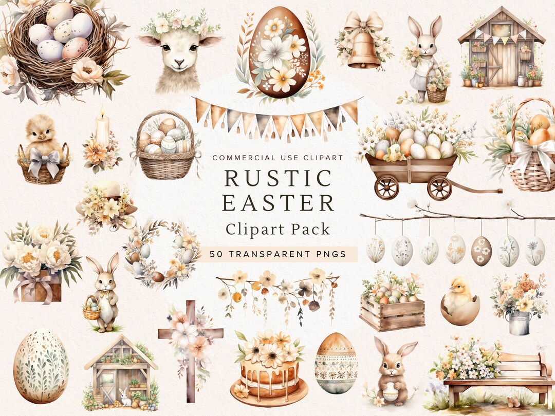 Rustic Easter | Easter Bunny Clipart Png | Farmhouse Easter | Spring ...