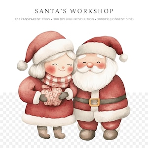 Cute Santa's Workshop Clipart | Watercolor Christmas Elves | Holiday ...