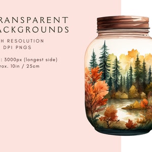 Autumn in a Jar Clipart | Forest Mason Jars | Fall Season | Commercial ...
