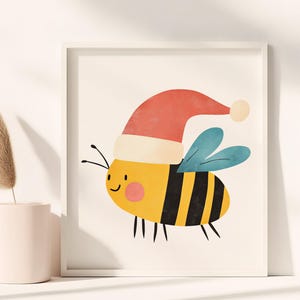 Christmas Bee Clipart With Santa Hat | Cute Cartoon Bees PNG | Holiday ...