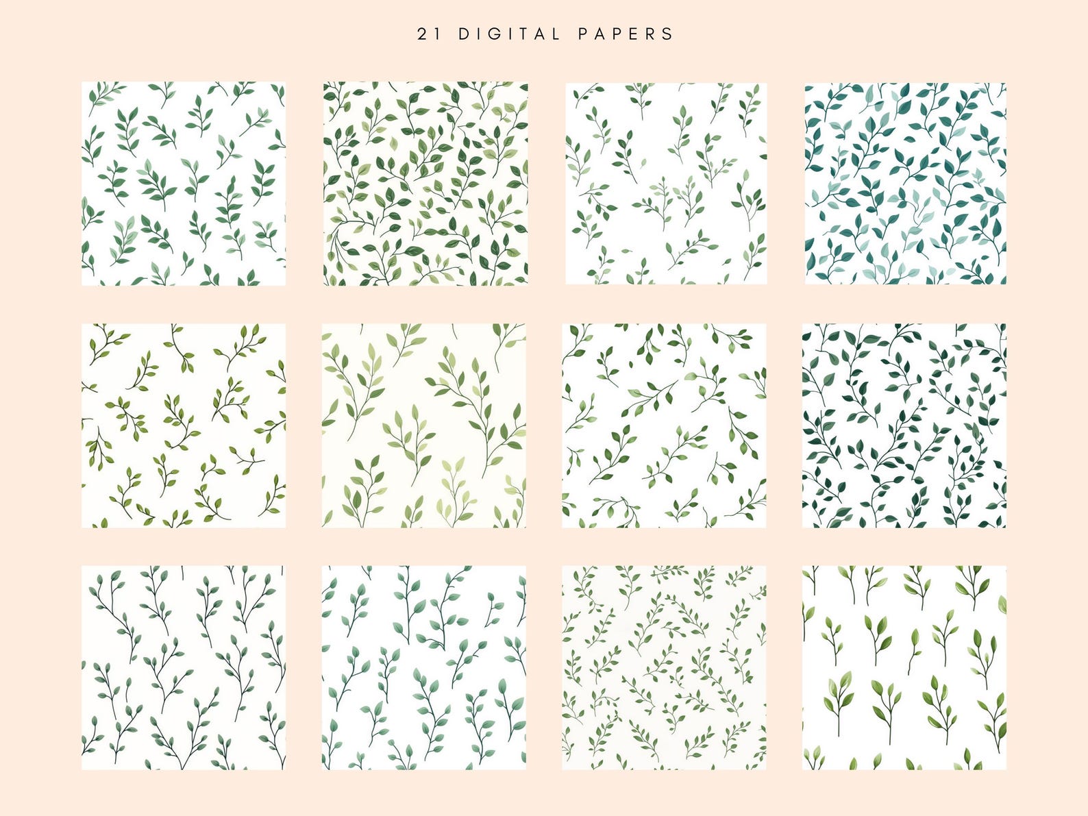 Greenery Seamless Paper Pattern | Green Leaves | Digital Paper ...