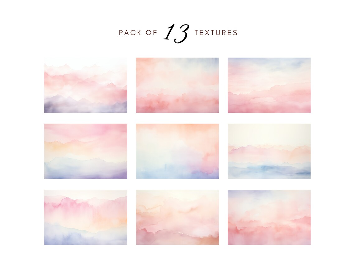 Watercolour Washes Pastel Clipart | Blue Pink | Background Texture ...