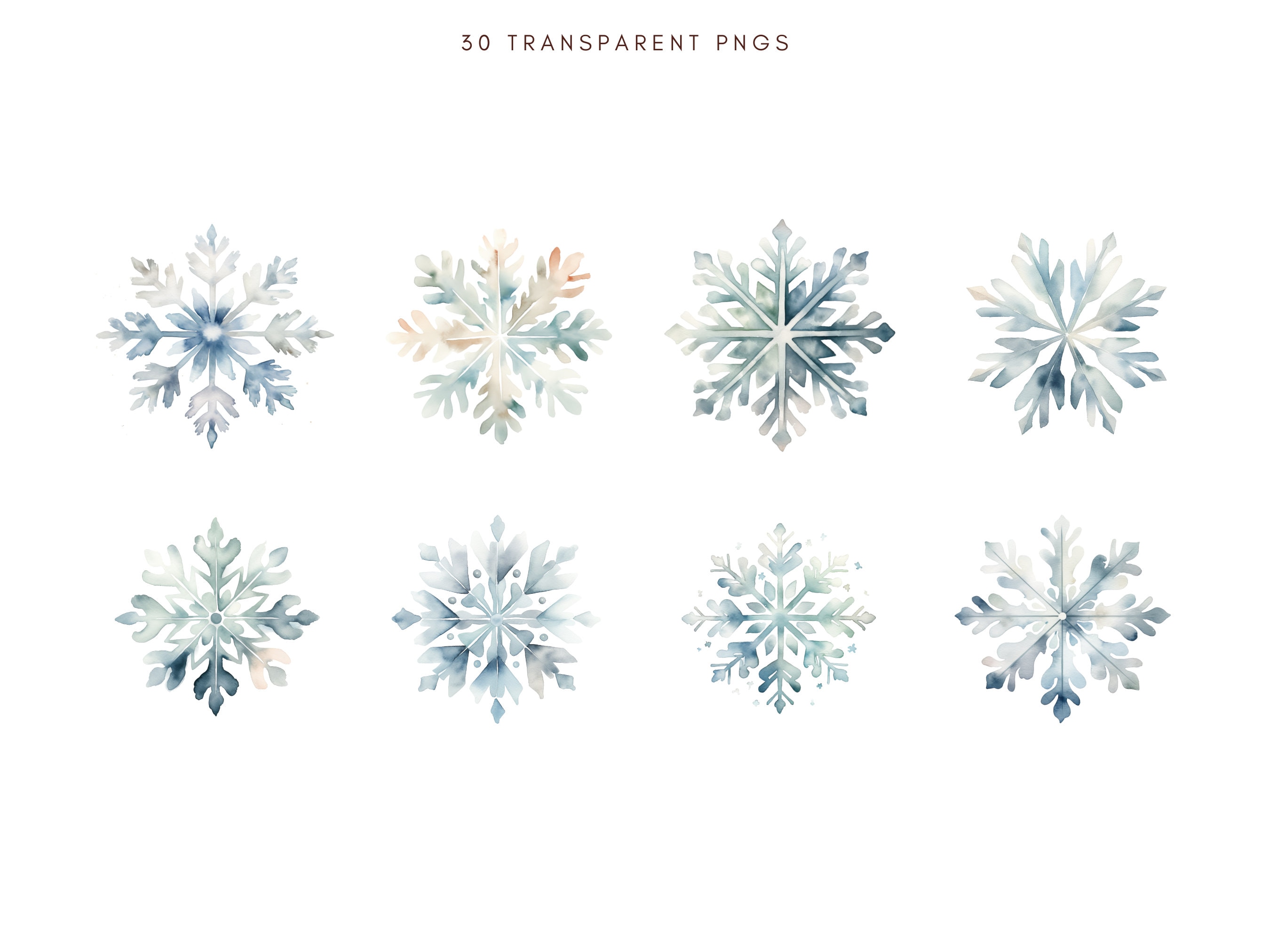 Snowflake Clipart Bundle | Watercolor Clipart | Snow Holiday Clipart ...