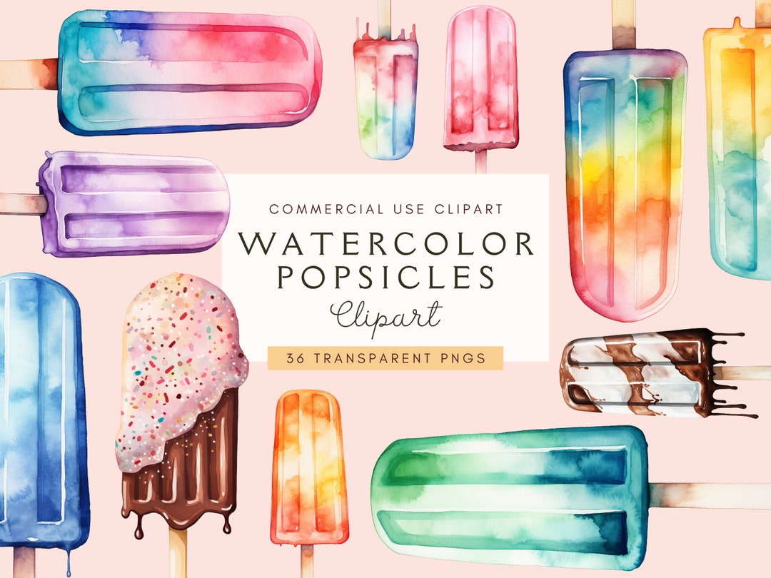Watercolor Popsicles Clipart | Popsicle Graphics | Summer Clip Art ...