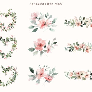 Heart Wreath Clipart | Watercolor Flowers | Love | Card Making ...