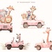 Pink Safari Animals Clipart Baby Girl Clipart Png Safari Nursery Decor ...