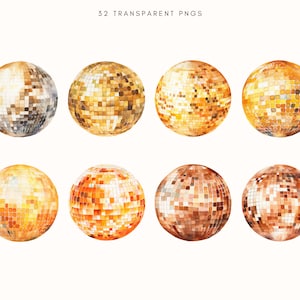 Watercolor Disco Ball Clipart | Clip Art Bundle | Retro Club Party ...