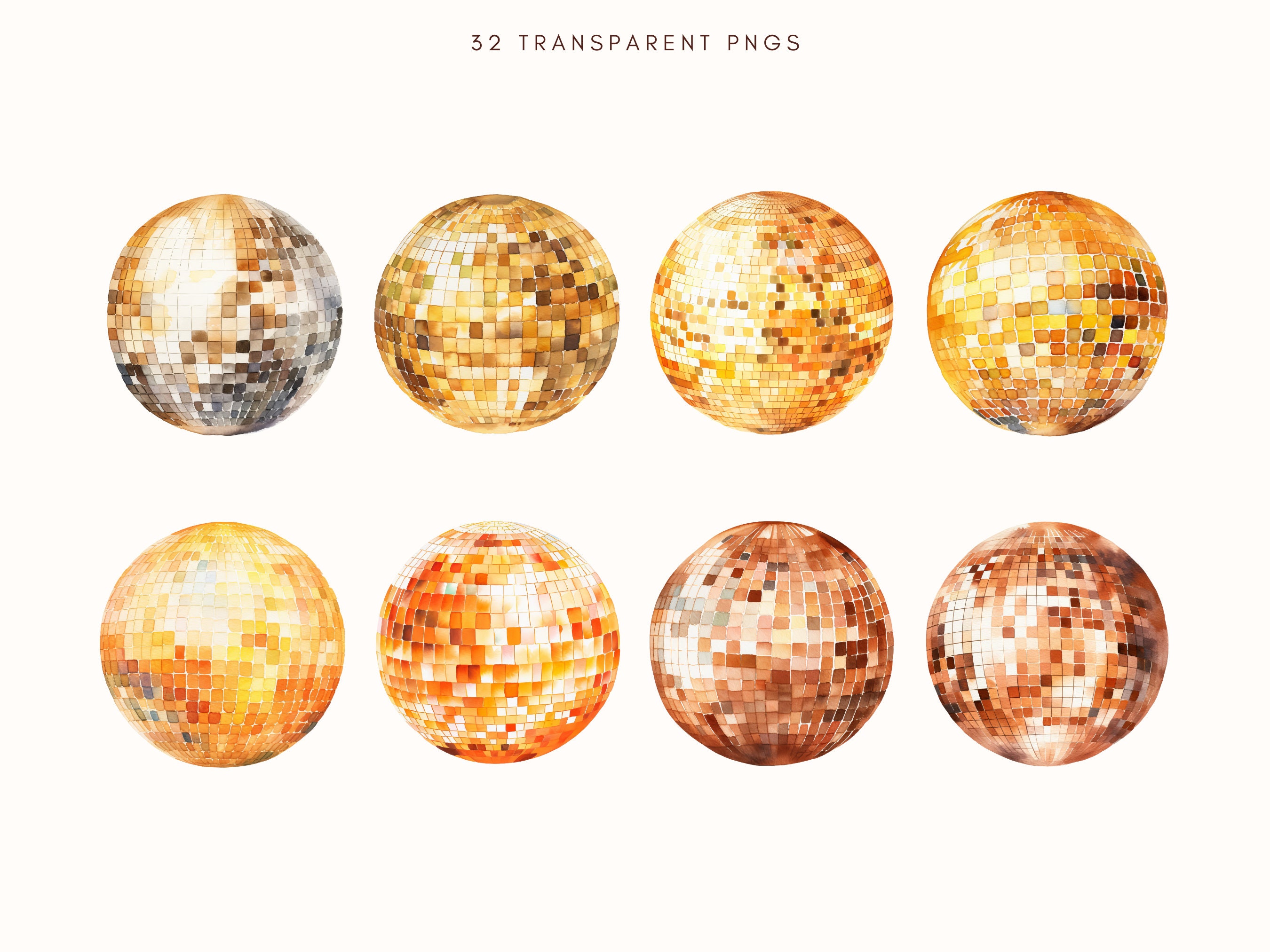 Watercolor Disco Ball Clipart | Clip Art Bundle | Retro Club Party ...