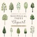 Watercolor Trees Clipart Whimsical Trees Clip Art Greeting Card Cute ...