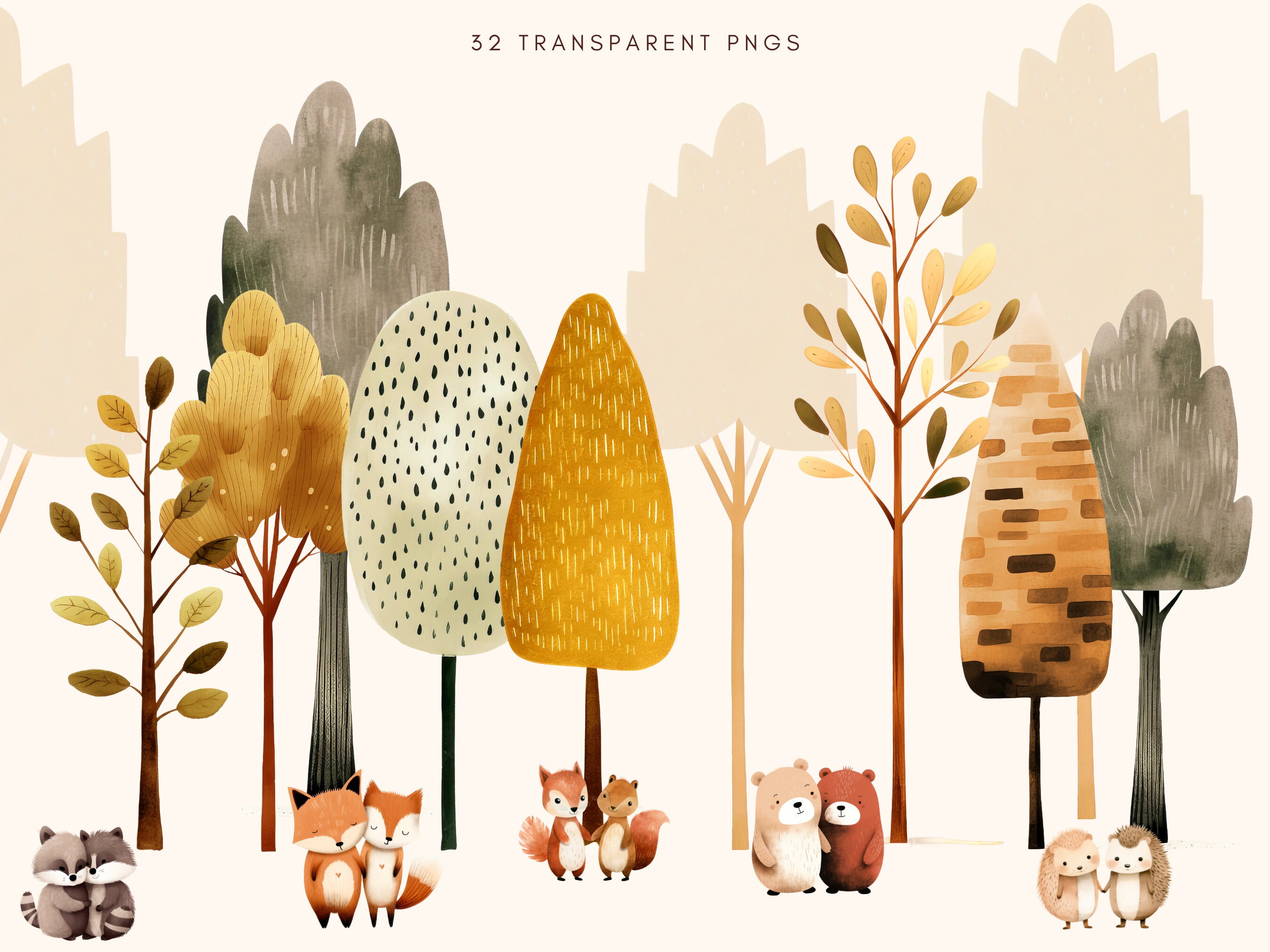 Valentine Animal Couple Clipart Sweet Woodland Animals Love Romantic ...