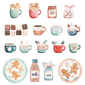 Hot Cocoa Clipart | Cute Gingerbread Man PNG | Christmas Hot Chocolate ...