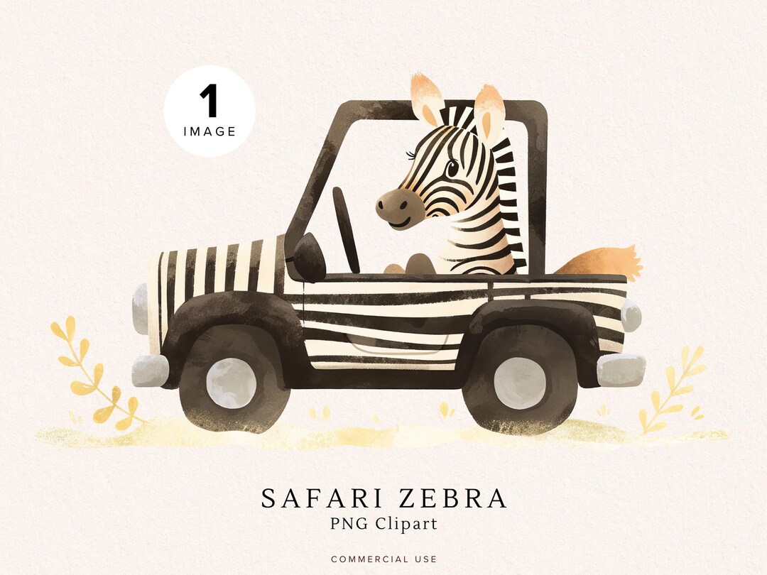 Safari Zebra Clipart | Cute Funny Animal | Watercolor Jungle PNG ...