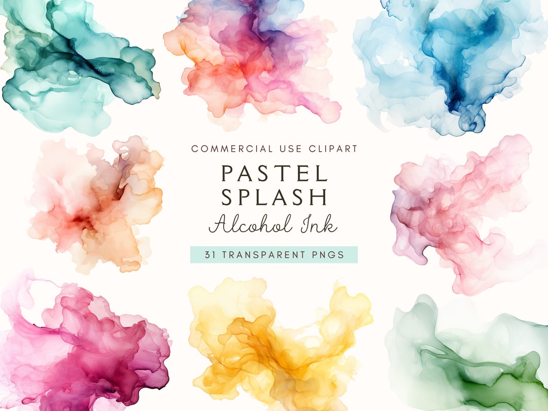 Pastel Color Splash Clipart | Alcohol Ink Png | Watercolor Splash ...