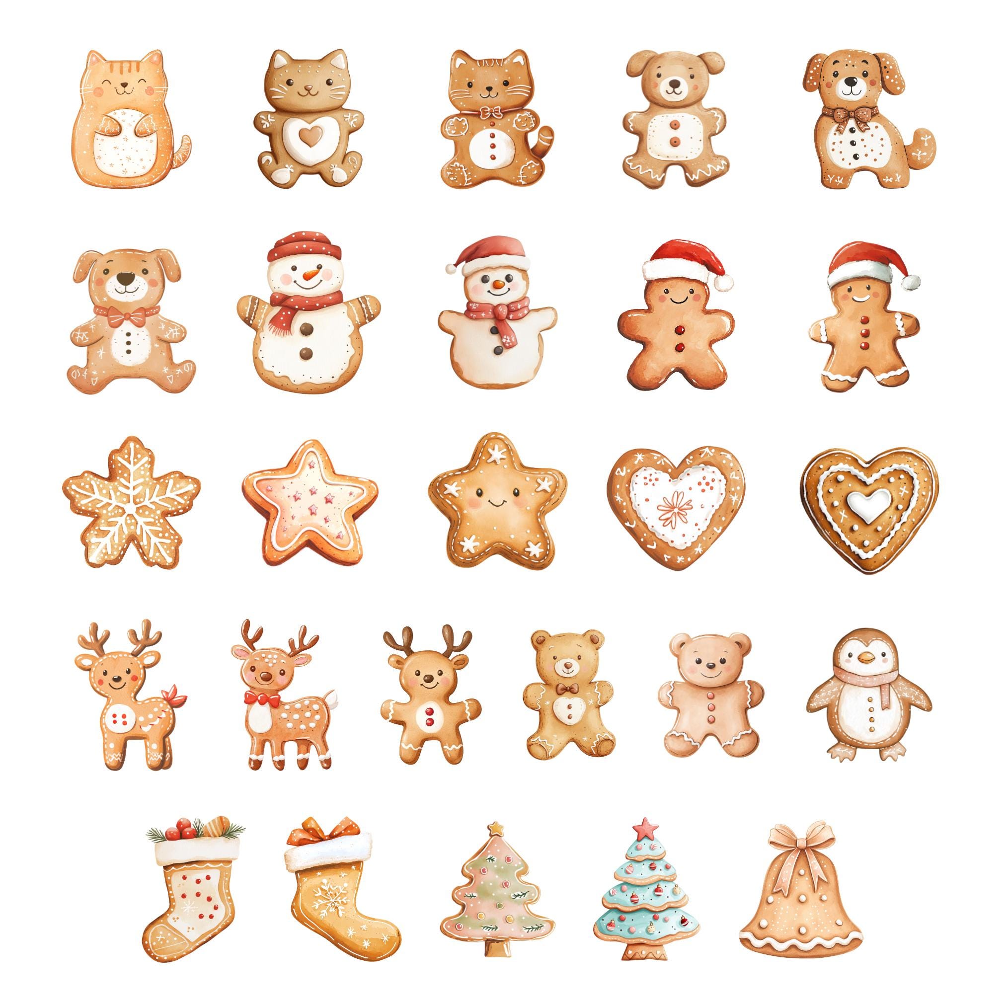 Gingerbread Family Clipart | Watercolor PNG Files for Crafts ...