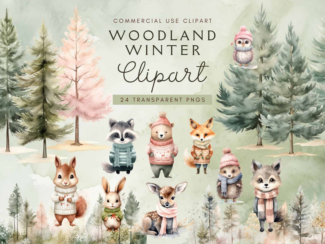 Boho Woodland Animal Clipart Baby Shower Watercolor Autumn Winter Kids ...