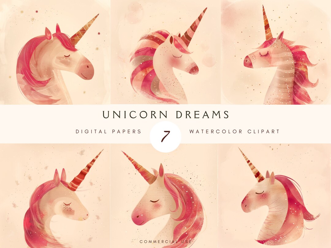 Unicorn Clipart | Digital Paper JPEG | Commercial Use | Junk Journal ...