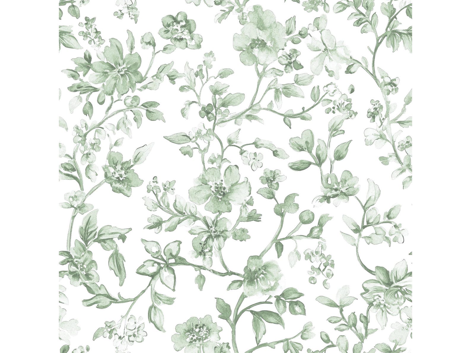 Green Toile Seamless Digital Paper | Vintage Floral Patterns for ...