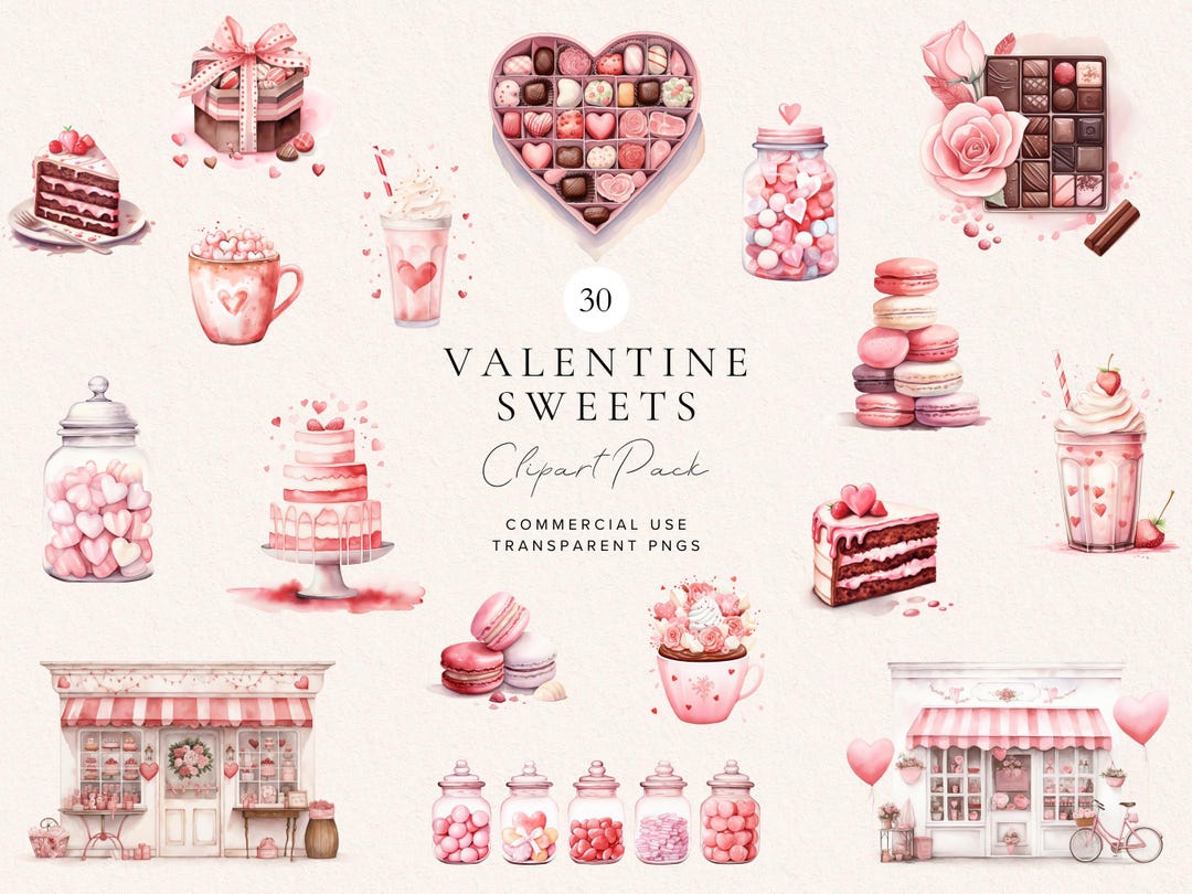 Valentines Sweets Chocolates Clipart | Watercolor Chocolate Clipart ...
