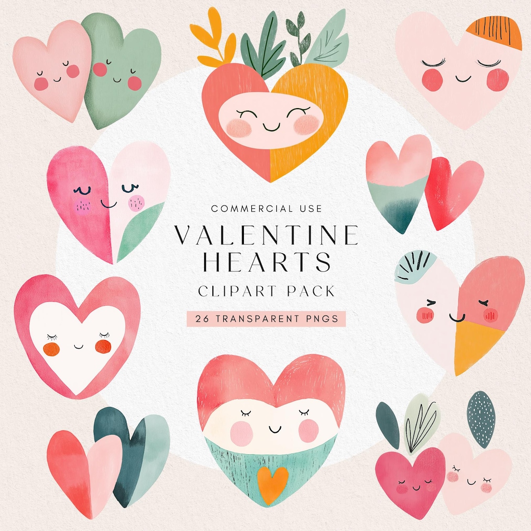 Valentine Hearts Clipart Double Heart PNG Valentine's Day Clipart ...