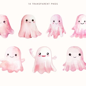 Pink Ghost Clipart | Cute Halloween Art | Watercolor Digital Download ...
