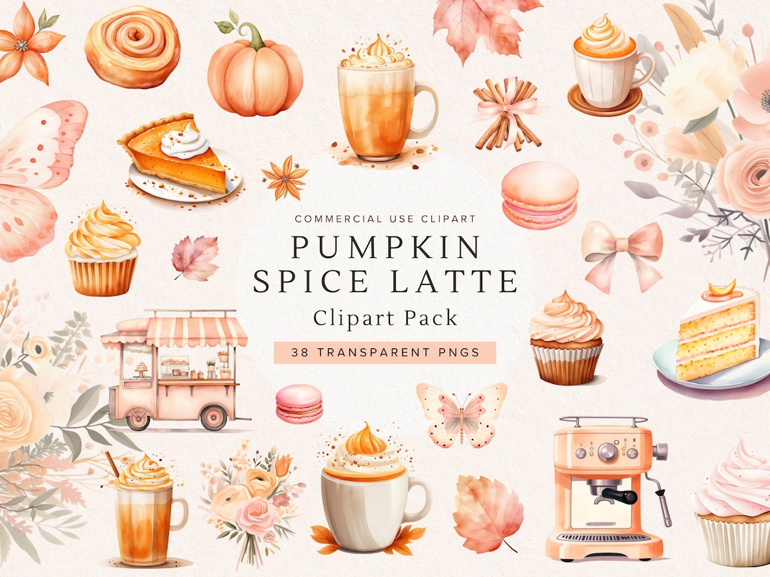 Pumpkin Spice Latte Clipart | Cute Fall Coffee Mug PNG | Image for ...