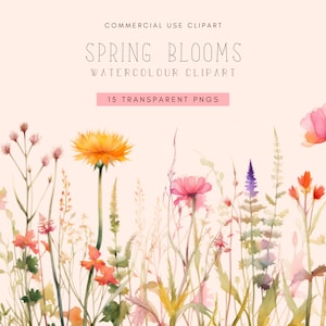 Watercolor Floral Border Clipart Bundle | Commercial Use | Floral ...