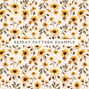 Seamless Files Sunflowers | Repeat Pattern | Boho Sunflower Pattern ...