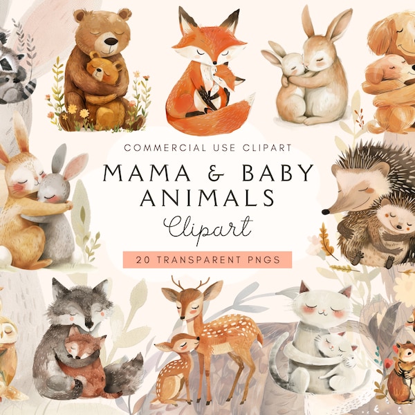 Mom and Baby Animals - Etsy