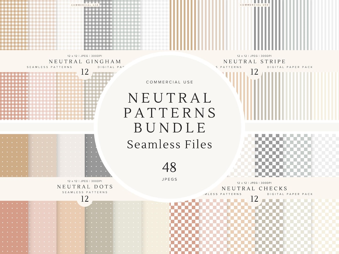 Neutral Gingham Seamless Digital Paper Bundle | Scrapbooking Pattern ...