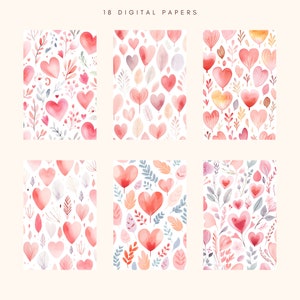 Sweet Heart Digital Paper | Digital Paper Pack | Scrapbook Paper ...