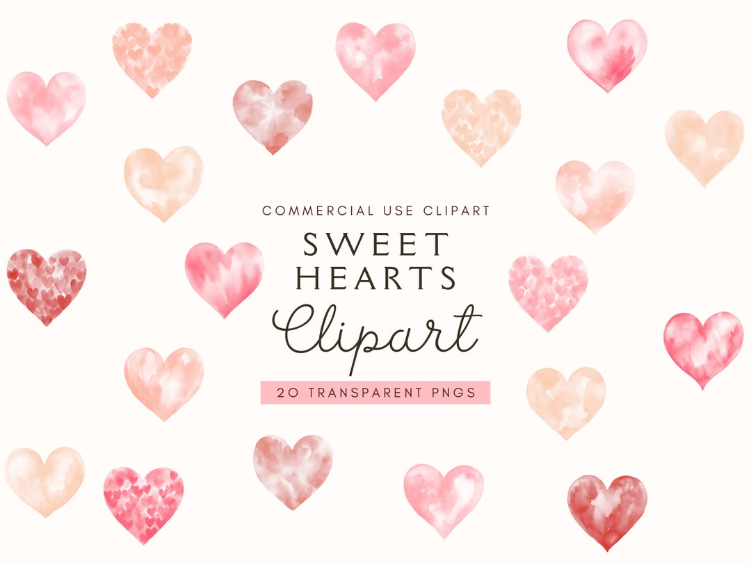Watercolor Boho Heart Clipart Valentines Clip Art Valentine Love Hearts ...