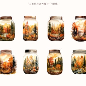 Autumn in a Jar Clipart | Forest Mason Jars | Fall Season | Commercial ...
