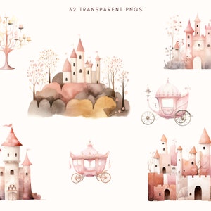 Watercolor Princess Castle Clipart | Little Princess Clip Art | Fairy ...