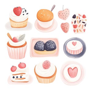 Sweet Treats Clipart | Watercolor Pastel Sweets | Cute Dessert PNG ...
