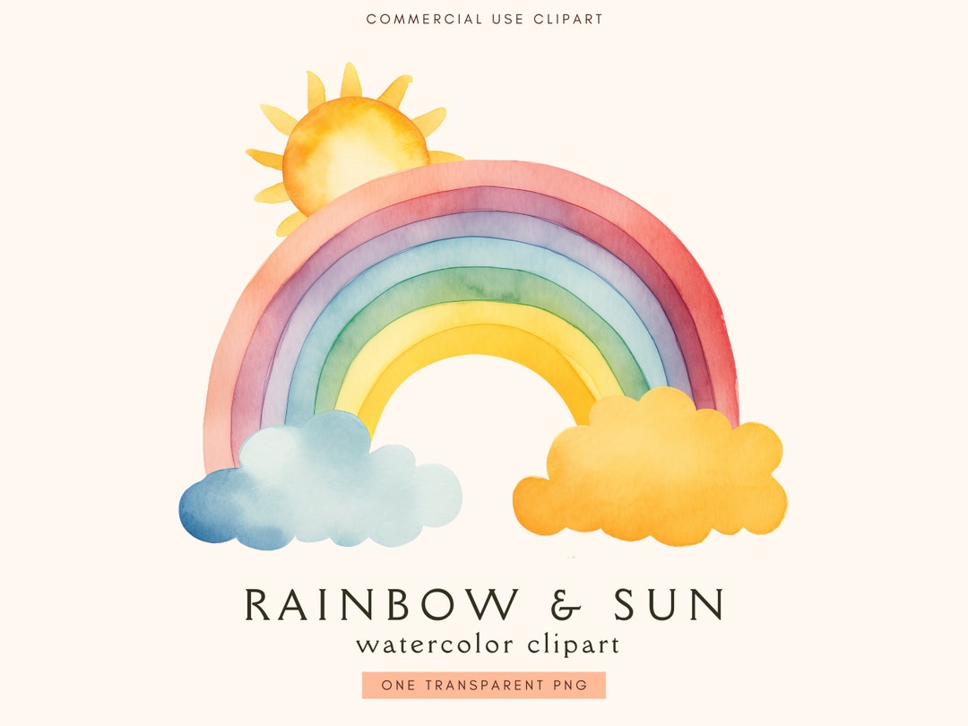 Rainbow and Sun Clipart | Sun Clipart | Cute Weather Clip Art | Clouds ...