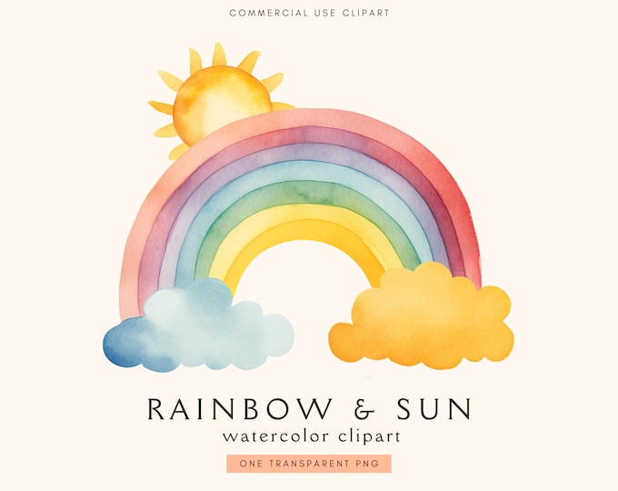 Boho Rainbow Clipart, Retro Groovy Clipart, Weather Clipart, Boho ...