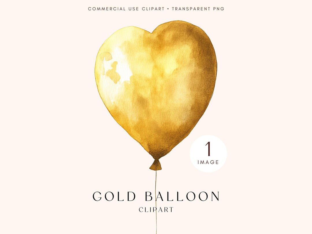 Gold Balloon Clipart | Heart Balloon | Birthday Party Decorations ...