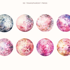 Watercolor Disco Ball Clipart | Clip Art Bundle | Retro Club Party ...