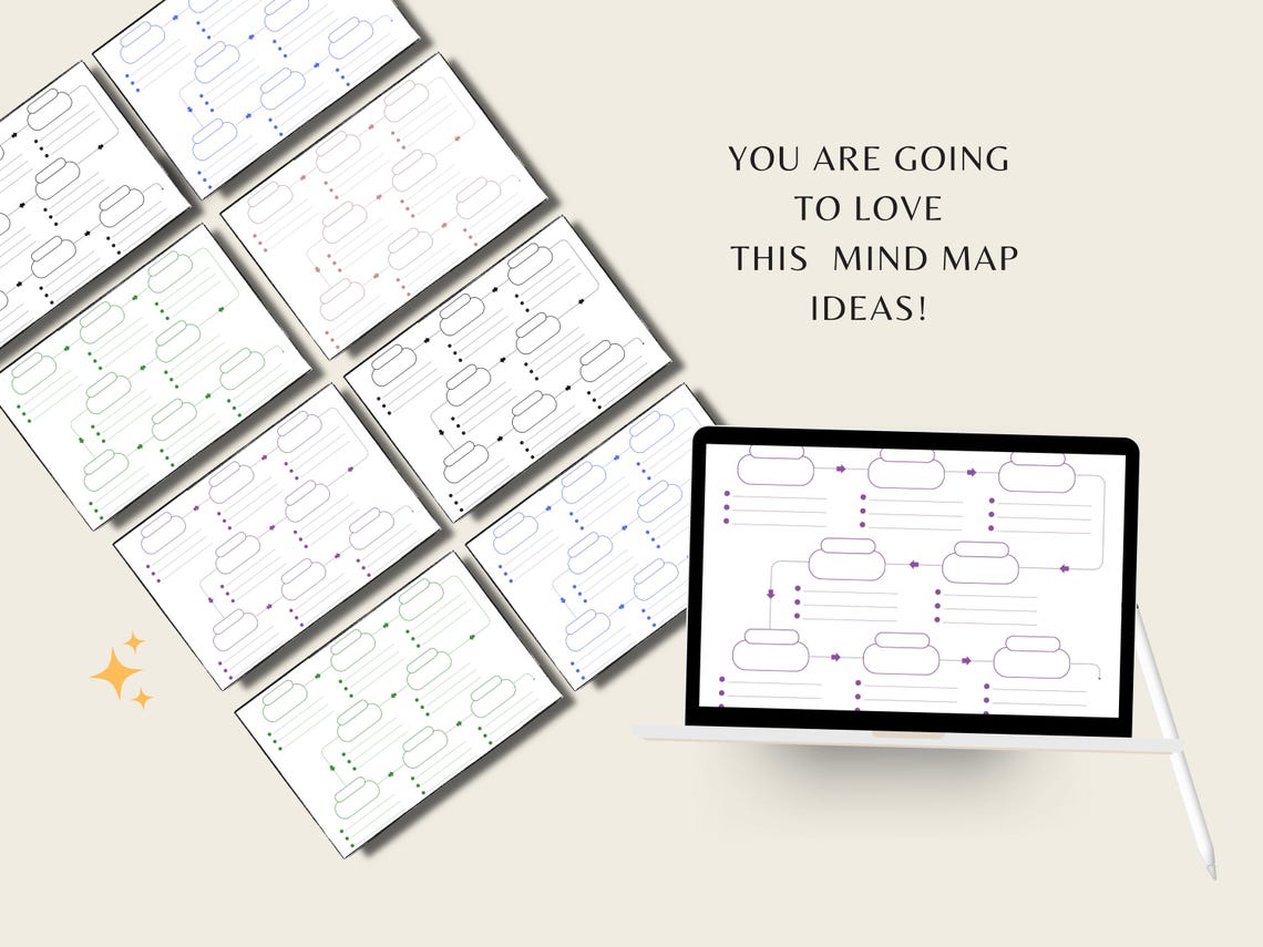 Printable Mind Map Template | Brainstorming Diagram (A4) - Etsy