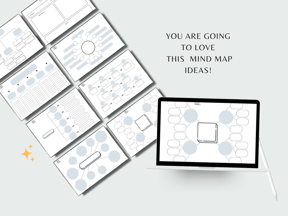 Printable Mind Map Template | A4 Landscape Brainstorming (digital ...