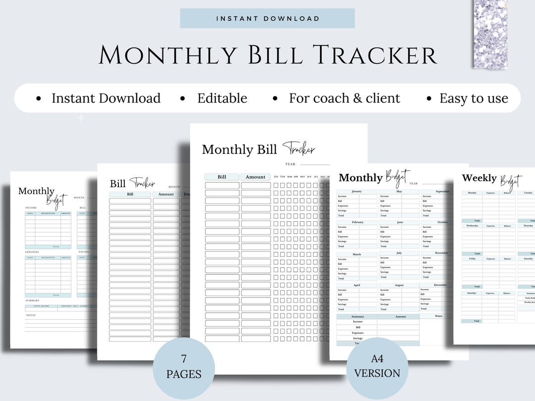 Printable Monthly Bill Tracker | Bill List | Bill Payment List | Bill ...