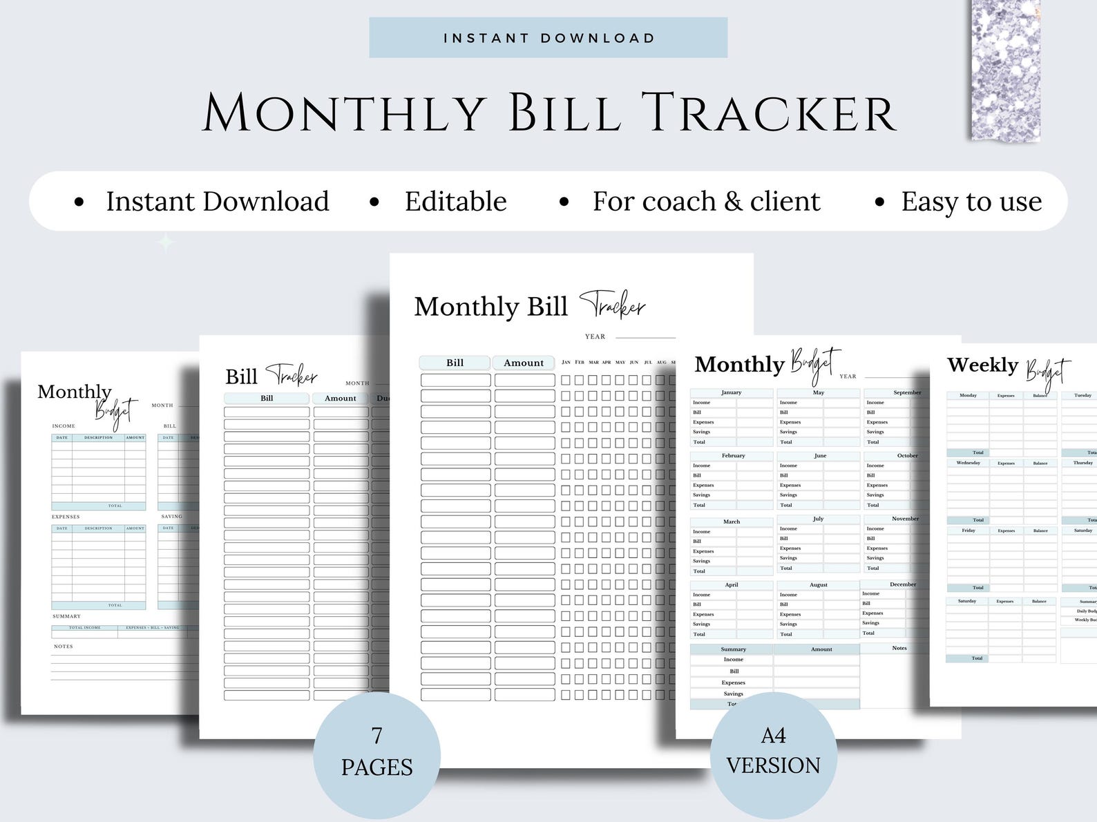 Printable Monthly Bill Tracker | Bill List | Bill Payment List | Bill ...
