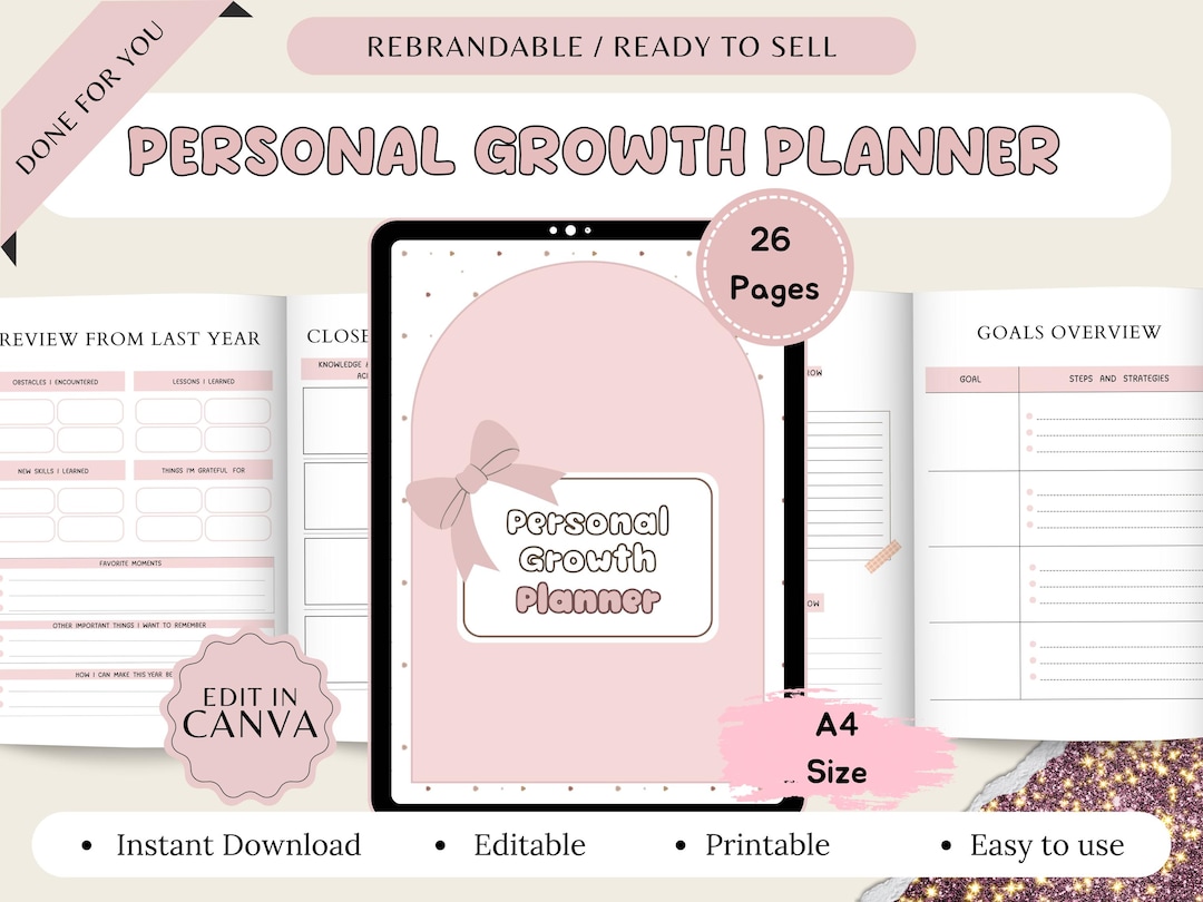 Personal Growth Planner | Goal Setting, Vision Board (PDF) - Etsy