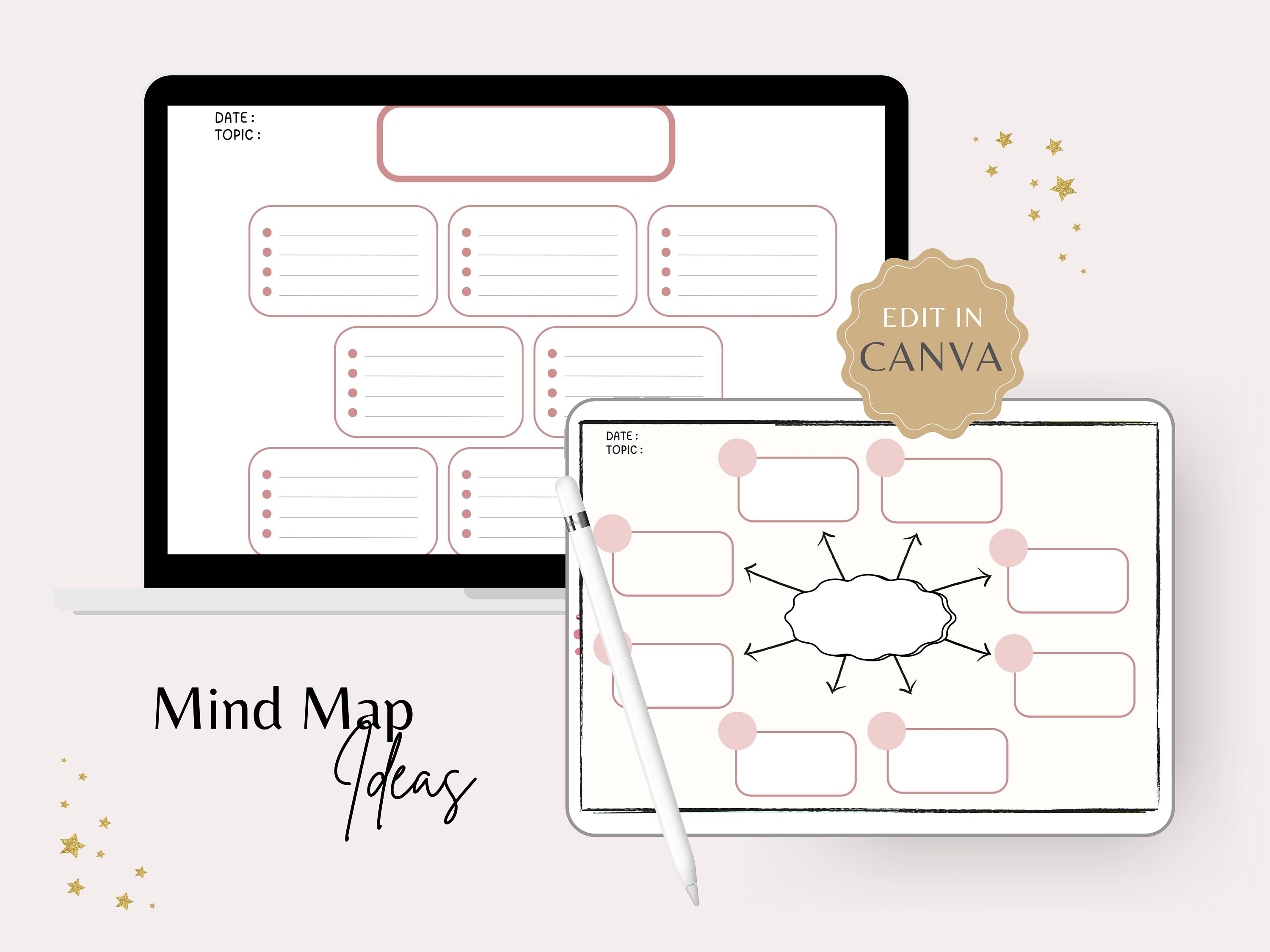 Printable Mind Map Planner Brainstorming Ideas Brain Dump Study Guide ...