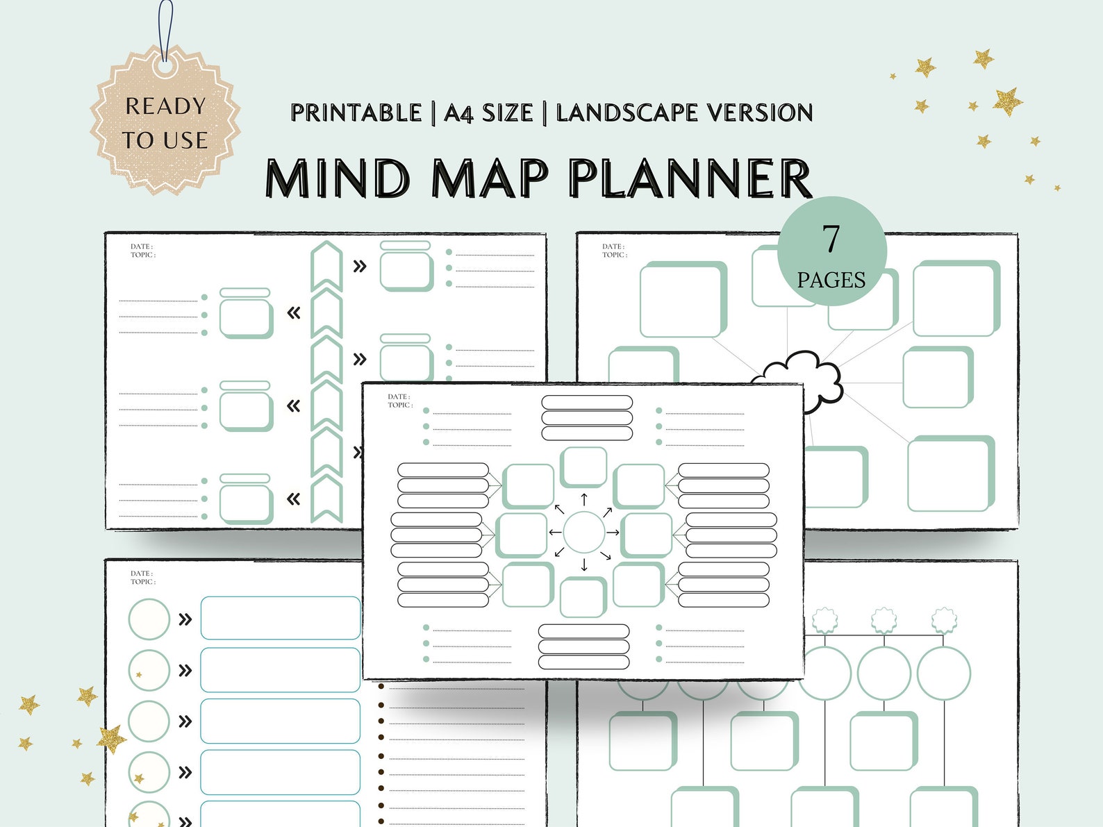Printable Mind Map Planner | Brainstorming Ideas | Brain Dump | Study ...